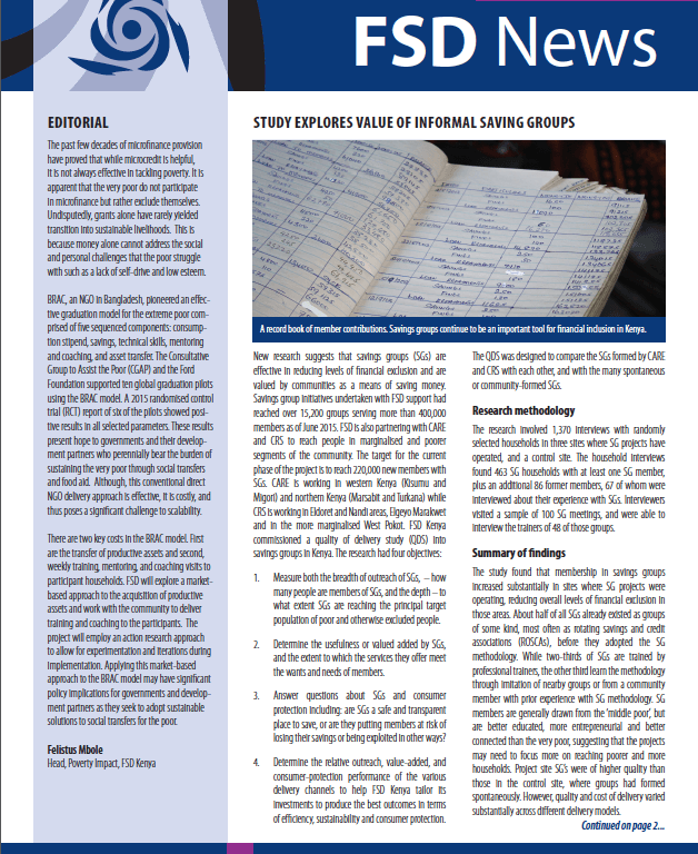 Quarterly newsletter – Issue 33 - Financial Sector Deepening Kenya